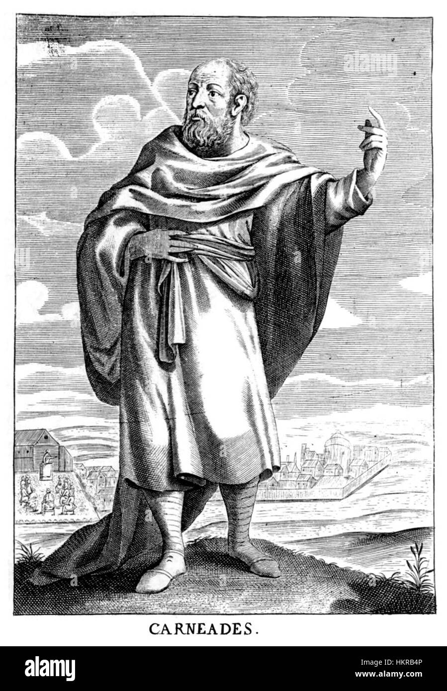 This artwork features Carneades, the ancient Greek philosopher who is ...