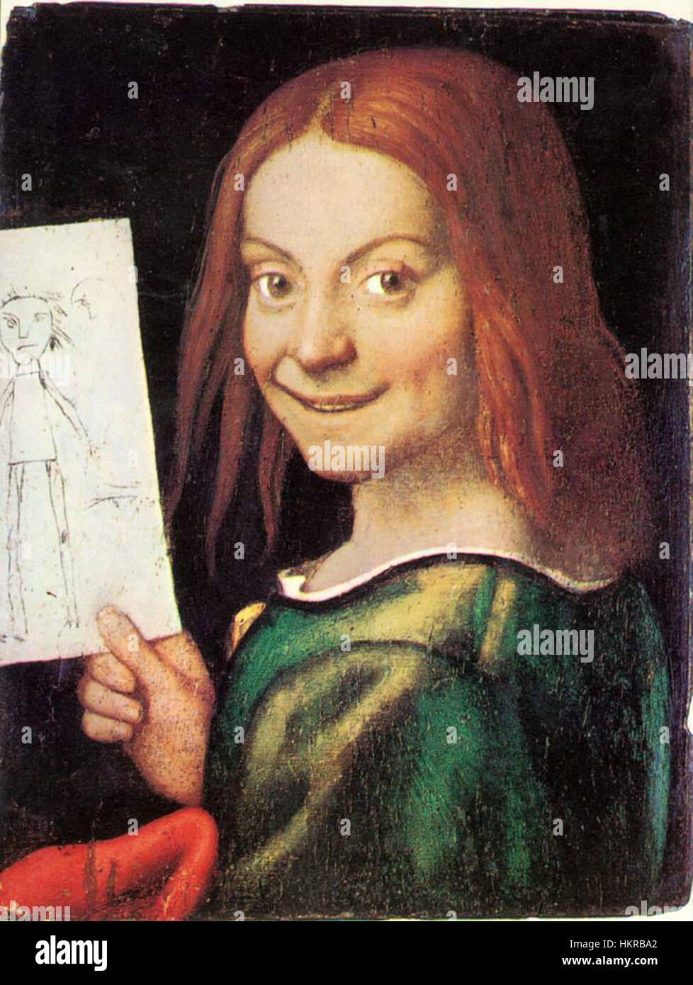 This oil painting features Caroto Chico, a depiction of a red-headed ...