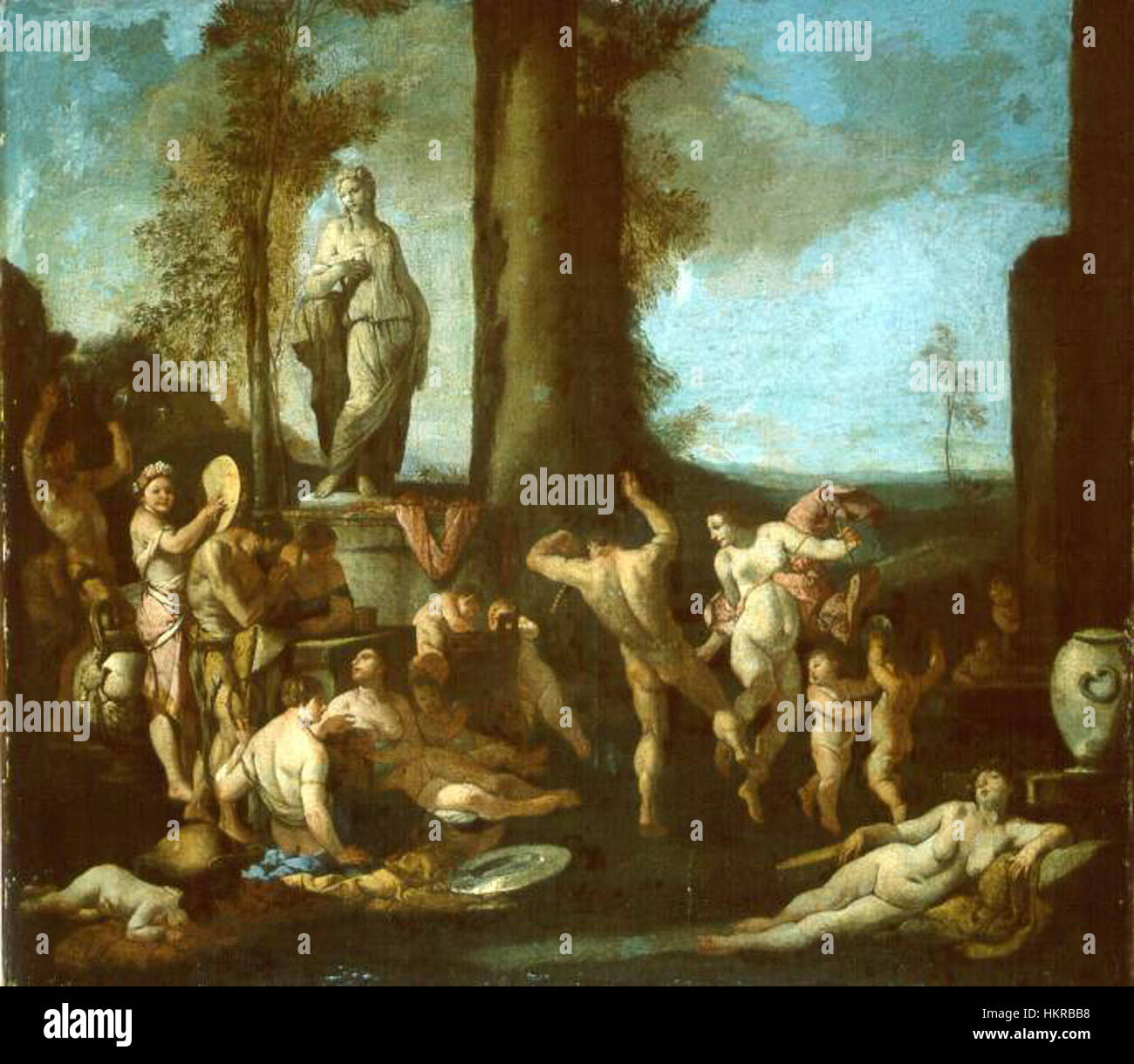 A painting by Giulio Carpioni, titled 'The Feast of Venus,' created ...
