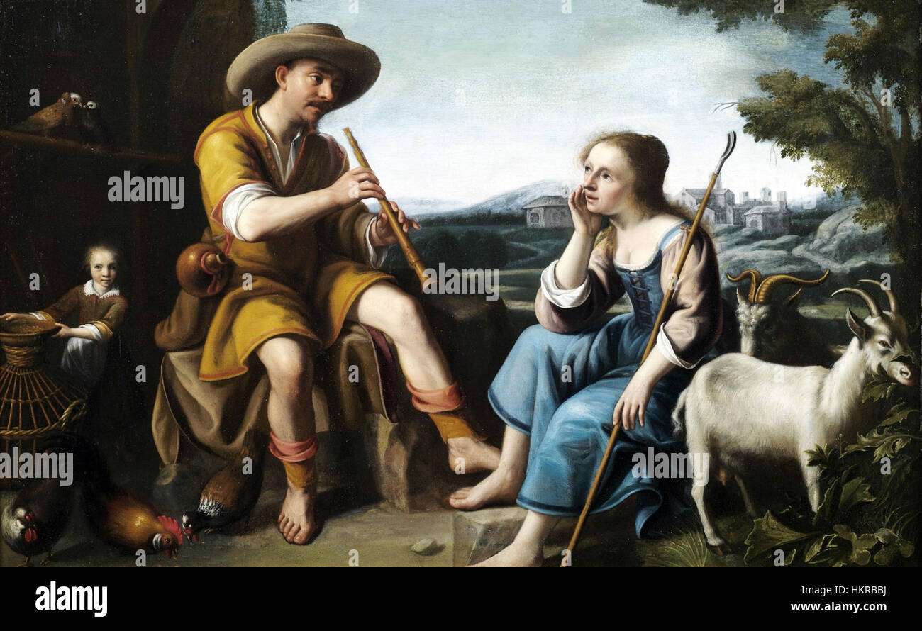 'Pastorale Szene' by Bloemaert is a classical painting depicting a ...