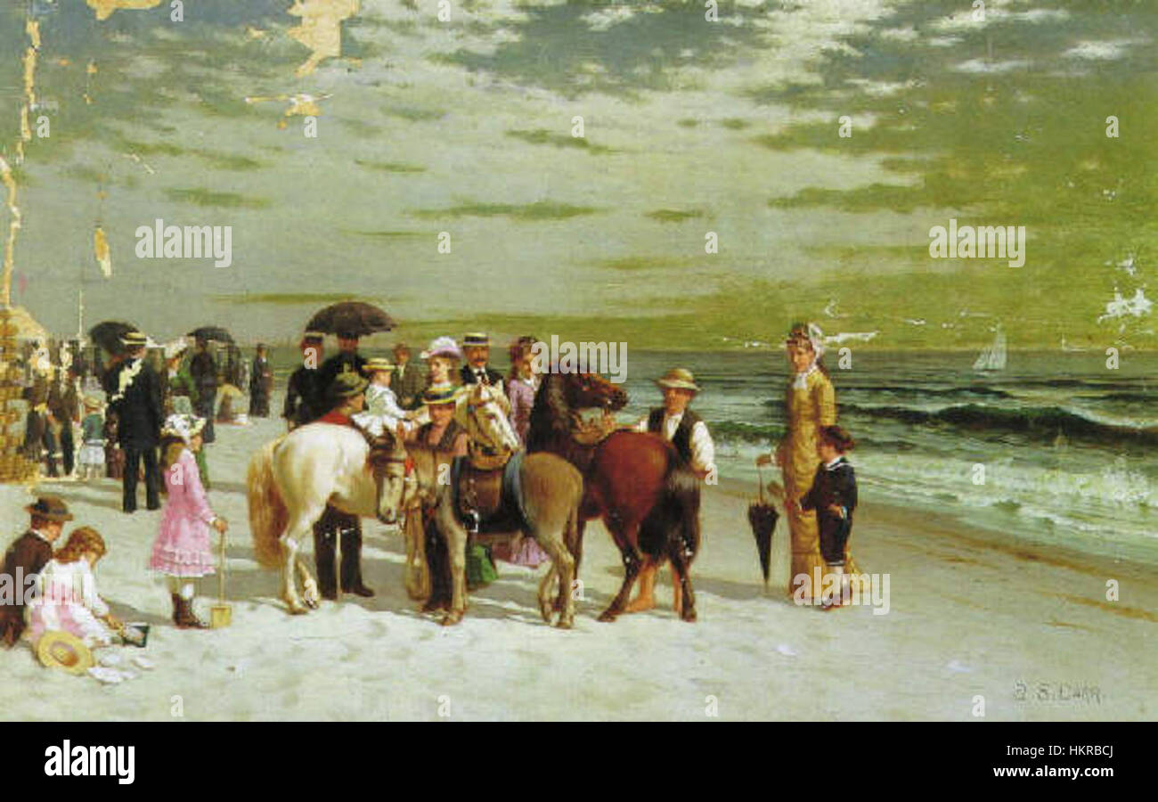 'Carr Beach Scene' is an oil painting depicting a beach landscape with ...