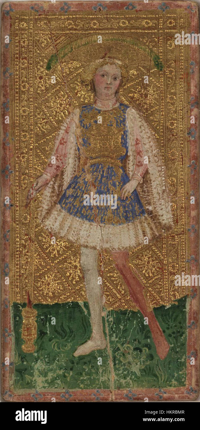 The 'Knave of Staves' from the Cary-Yale Tarot deck depicts a young ...