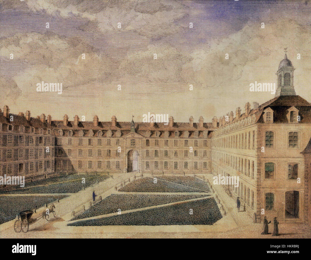 The painting 'Caserne Quinze-Vingts 1809' depicts the military barracks ...