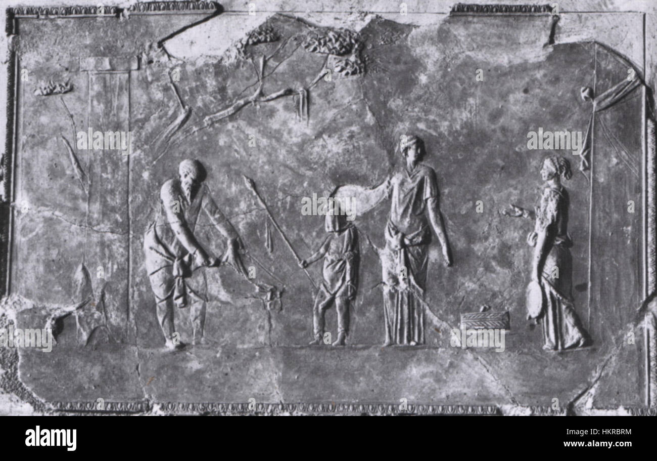 The stucco scene from Cubicolo D of the Casa della Farnesina depicts a ...