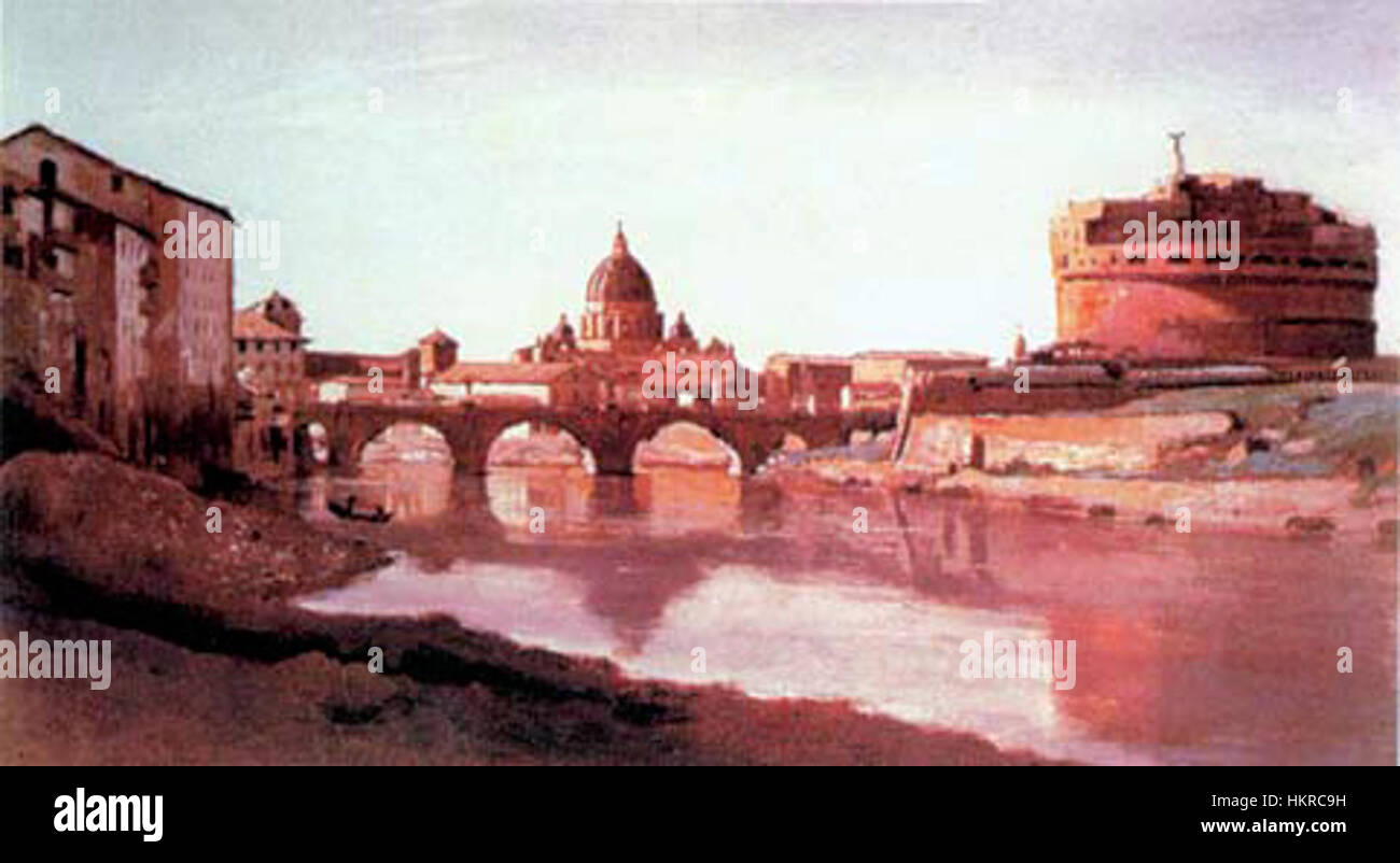 This painting by Jean-Baptiste-Camille Corot depicts Castel Sant'Angelo ...