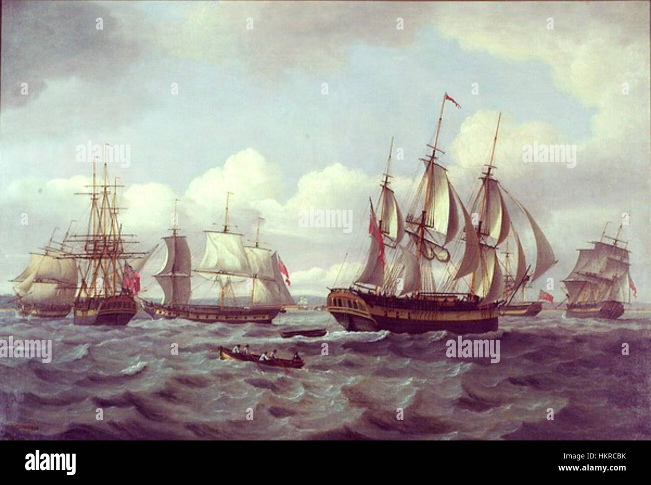 This painting depicts the 1782 ship 'Castor,' illustrating the naval ...