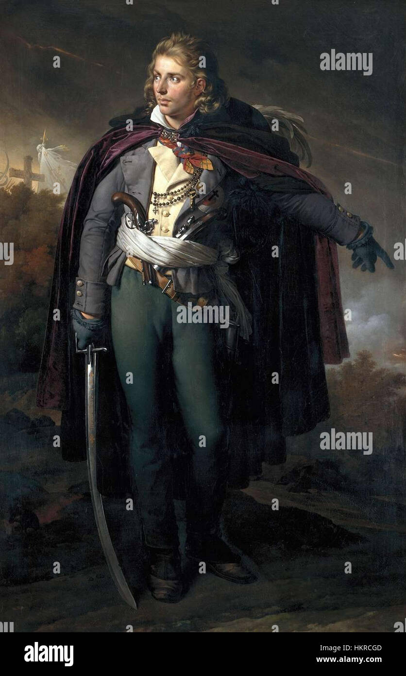 This painting features the figure of Cathelineau, a key military leader ...