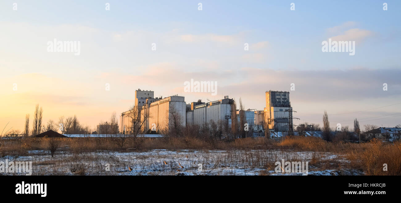 Building for storing and drying grain. Soviet-built elevator Stock ...