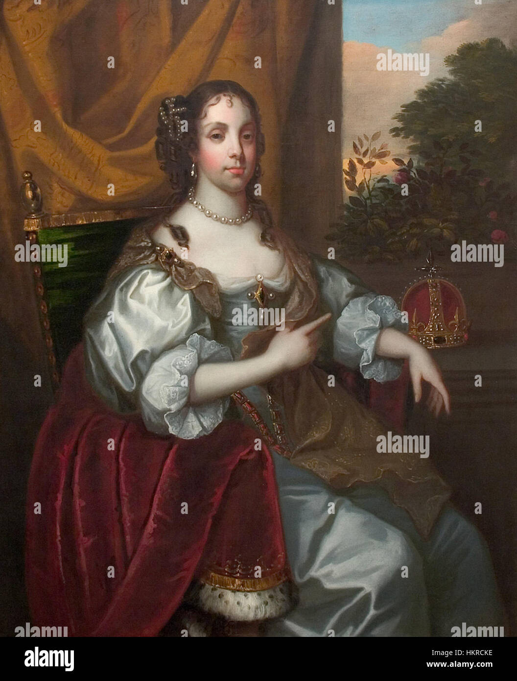 An artwork of Catherine of Braganza, the Portuguese princess and Queen ...