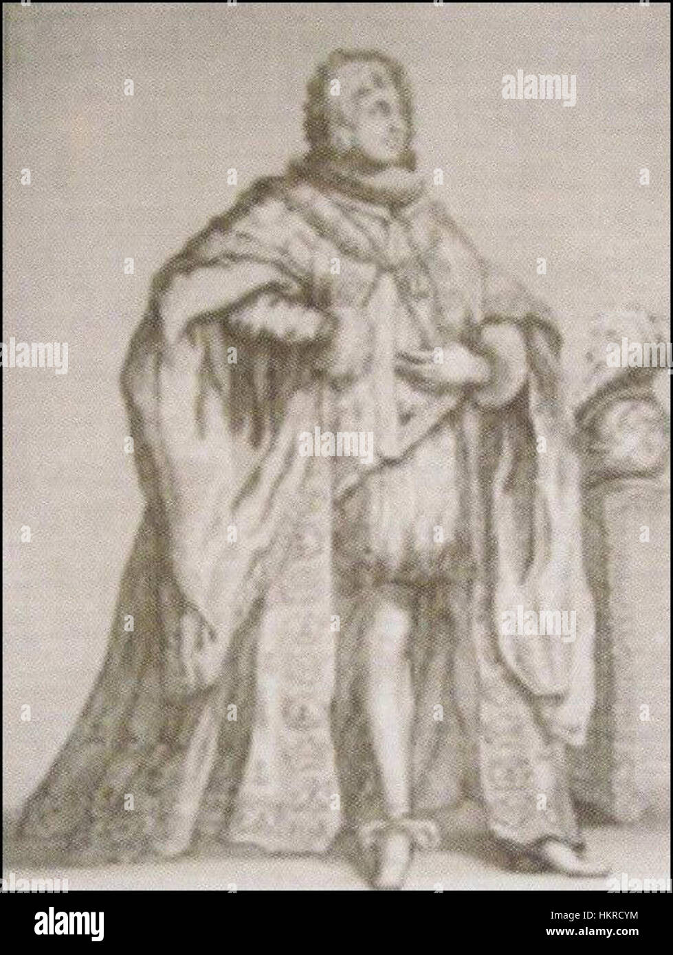 This painting depicts a knight dressed in the formal attire of the ...