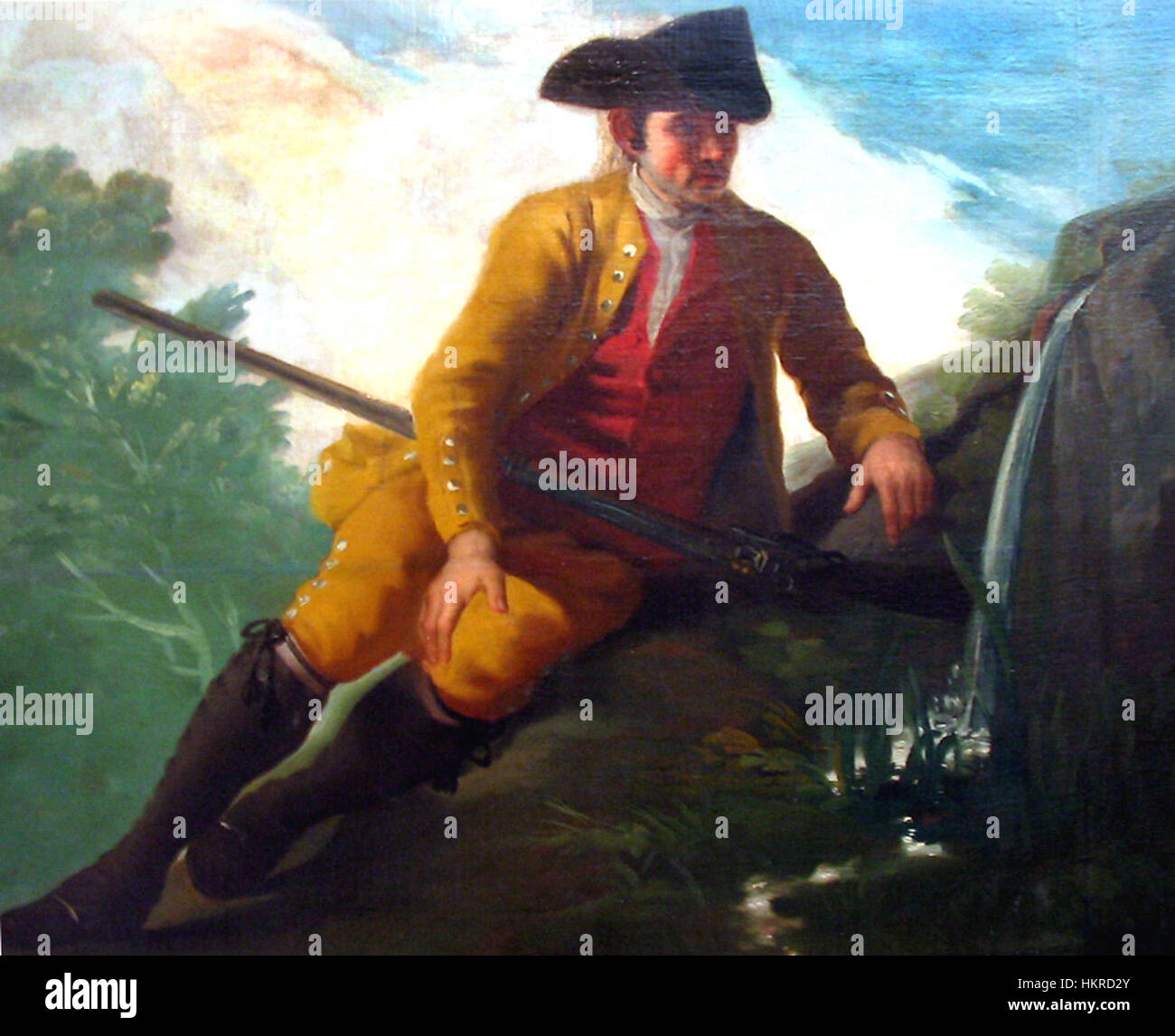 A painting attributed to Francisco Goya depicting a hunter by a ...