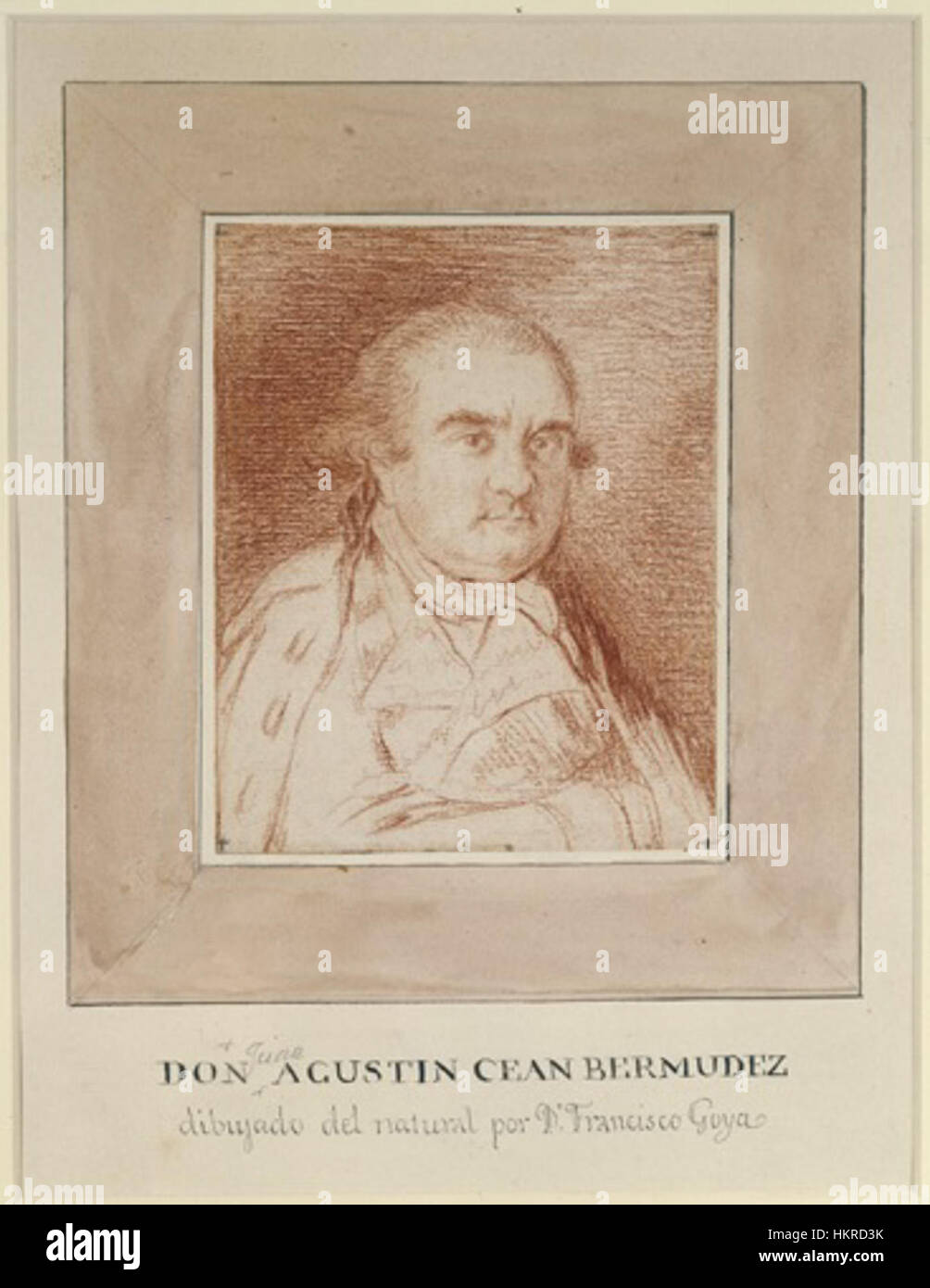 A detailed drawing by Francisco Goya of Ceán Bermúdez, a prominent ...