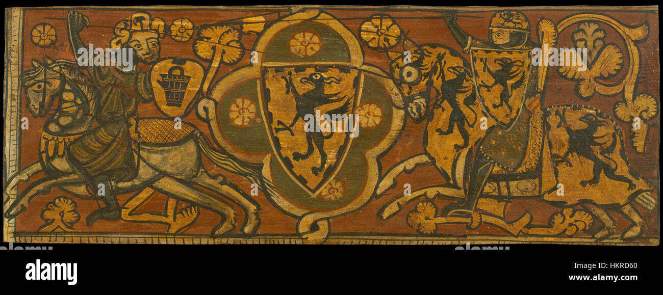 This ceiling panel illustrates a historic scene depicting a battle ...