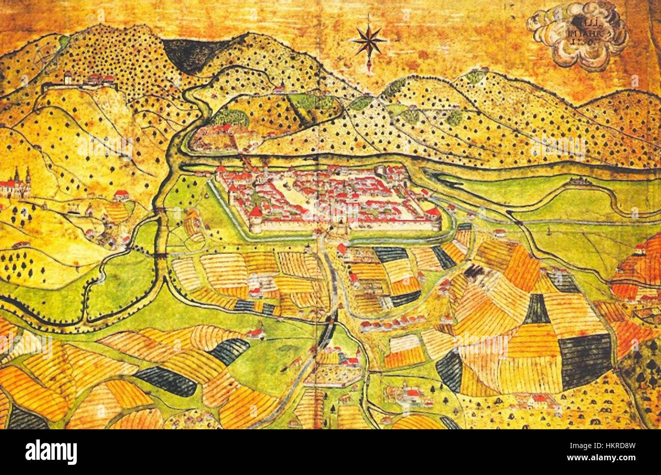 'Celje 1750' is a historical painting depicting the city of Celje in ...