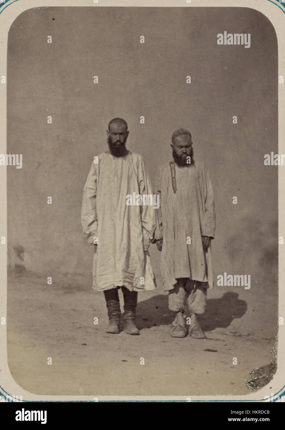 This image showcases two styles of traditional Central Asian men's ...