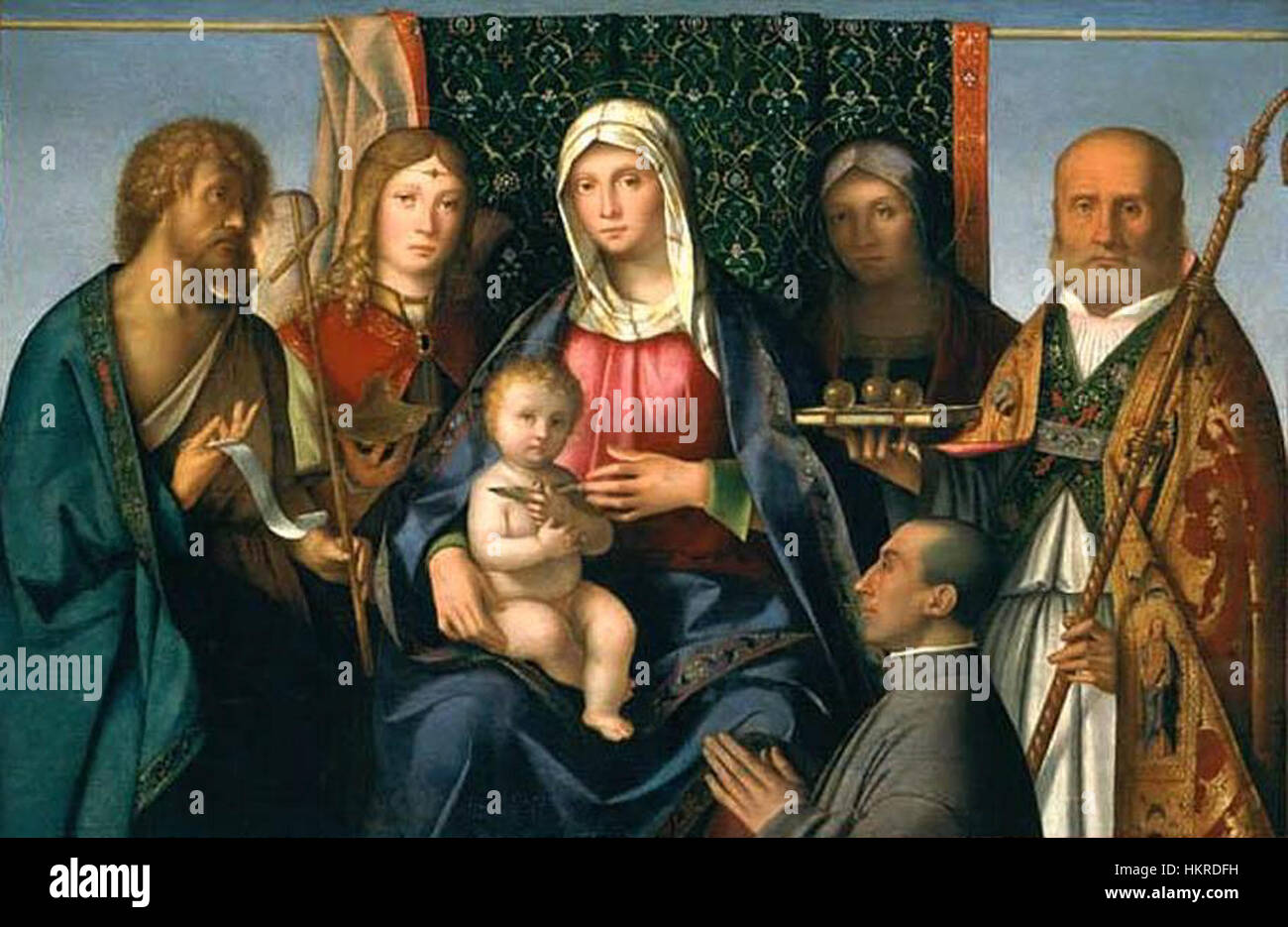 This 15th-century work by Boccaccio Boccaccino, *Virgin and Child with Saints and a Donor ...