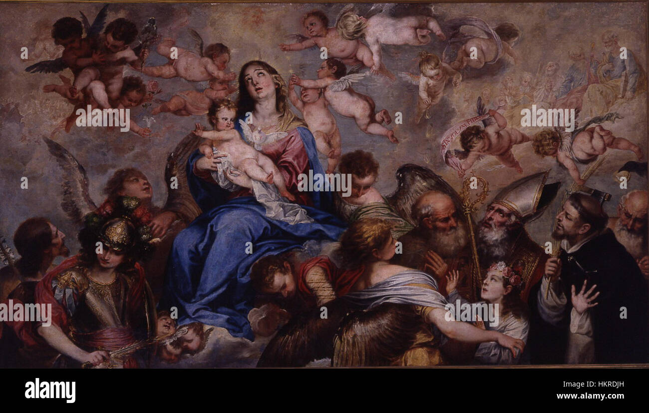 'Virgen y Santos' by Bocanegra is a religious painting that showcases ...