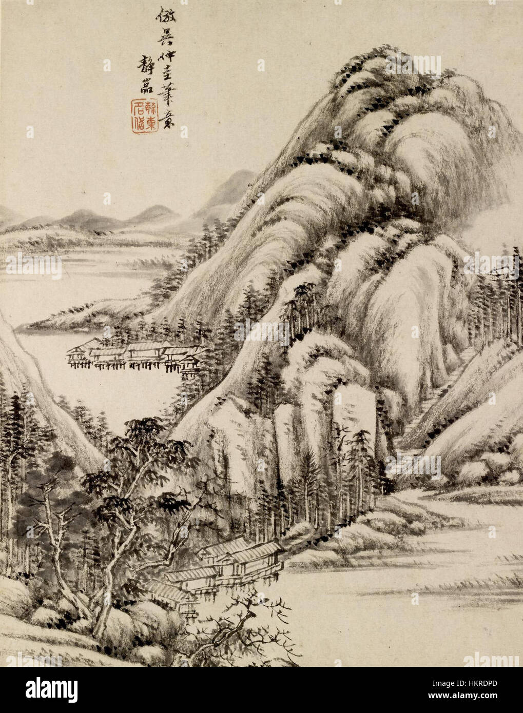 This landscape painting by Ch'ing-yen T'ang Tai features traditional ...