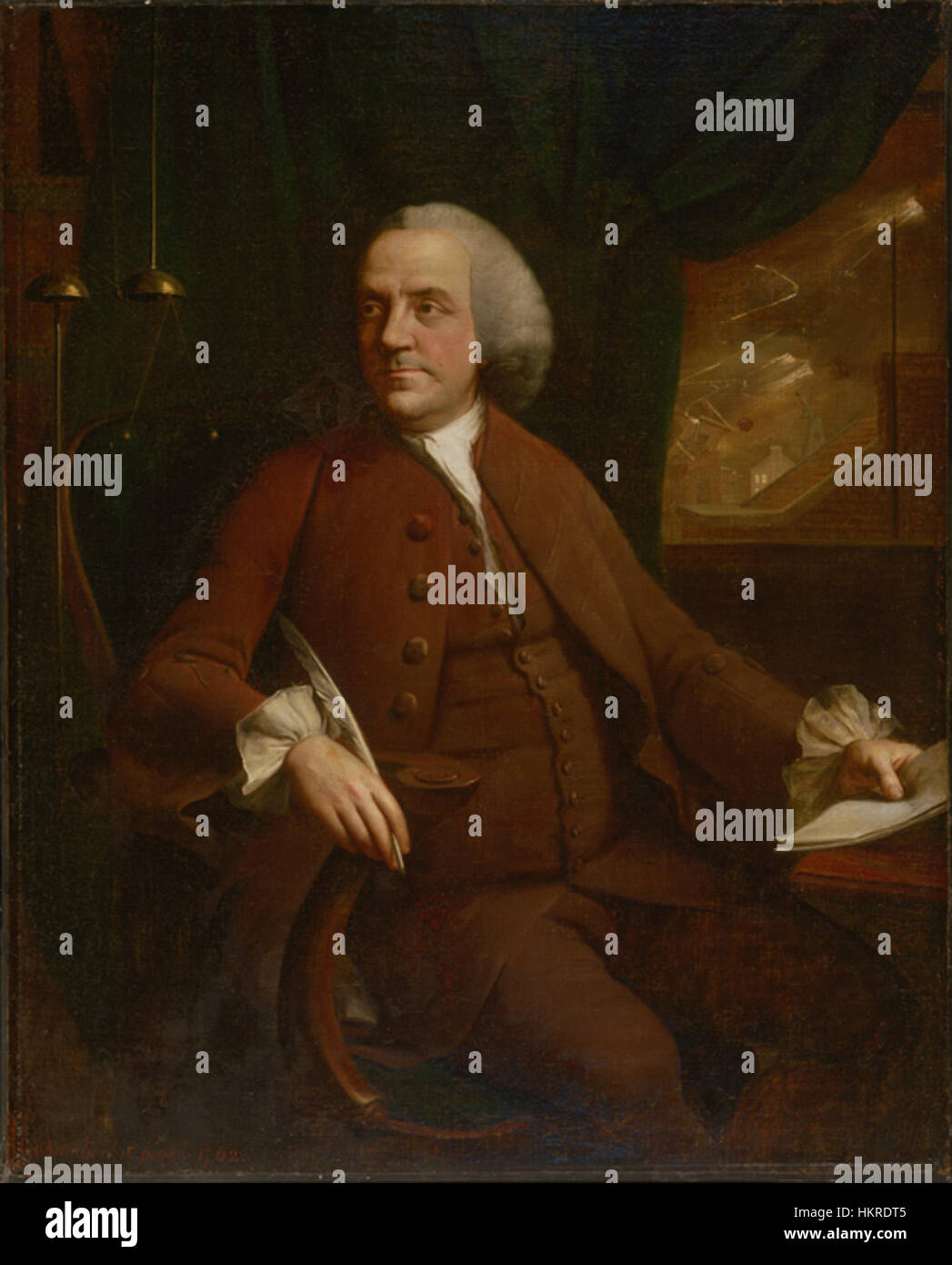 This 1762 portrait of Benjamin Franklin by Chamberlin captures the ...