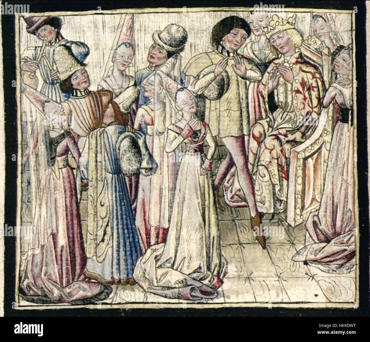 This illustration from 'Champion Des Dames' depicts a historical French ...
