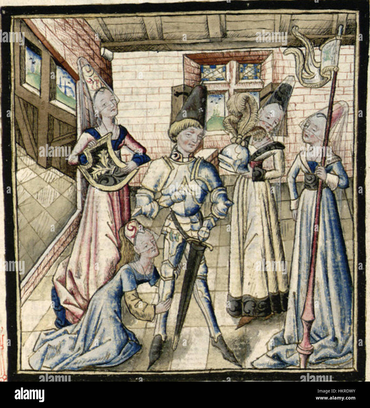 This 16th-century manuscript illustration titled 'Champion Des Dames ...