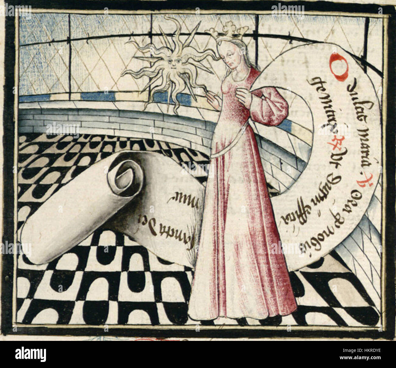 A page from 'Champion Des Dames,' a medieval manuscript containing poetry and illustrations ...