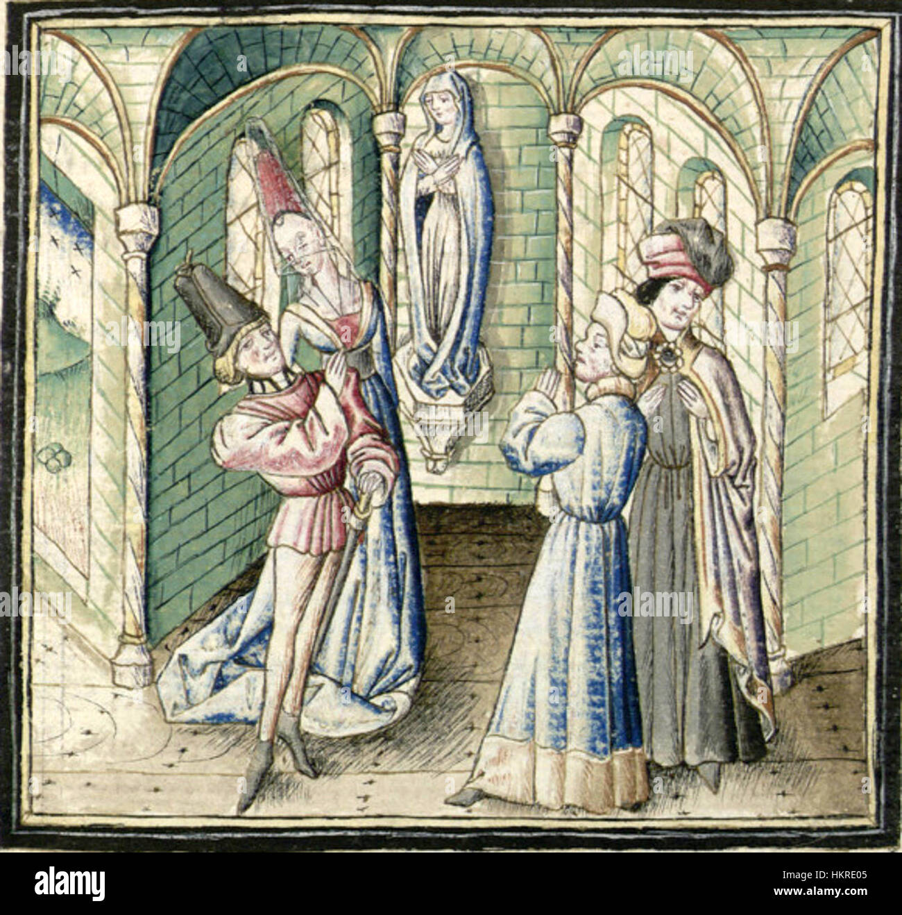 A manuscript illustration from the Champion Des Dames series, showing a ...