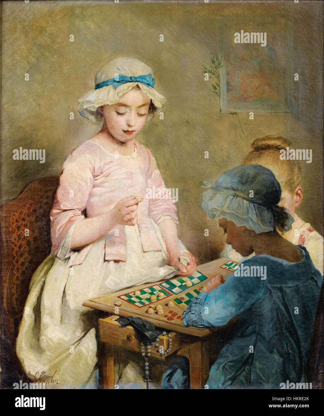 This 1865 painting by Chaplin, titled 'The Game of Lotto', depicts a ...