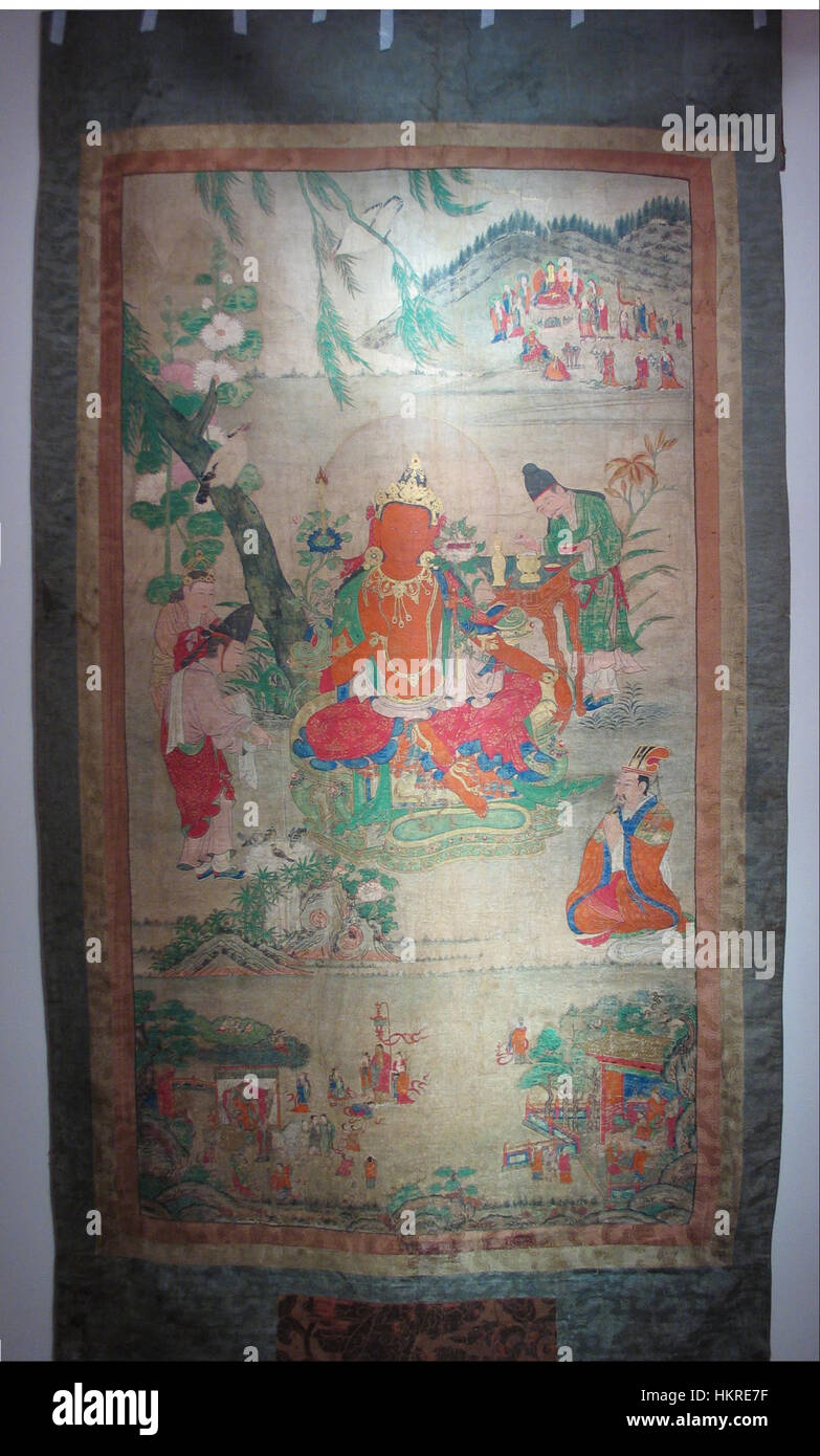 A historical depiction of Bodhisattva Manjushri, an important figure in ...