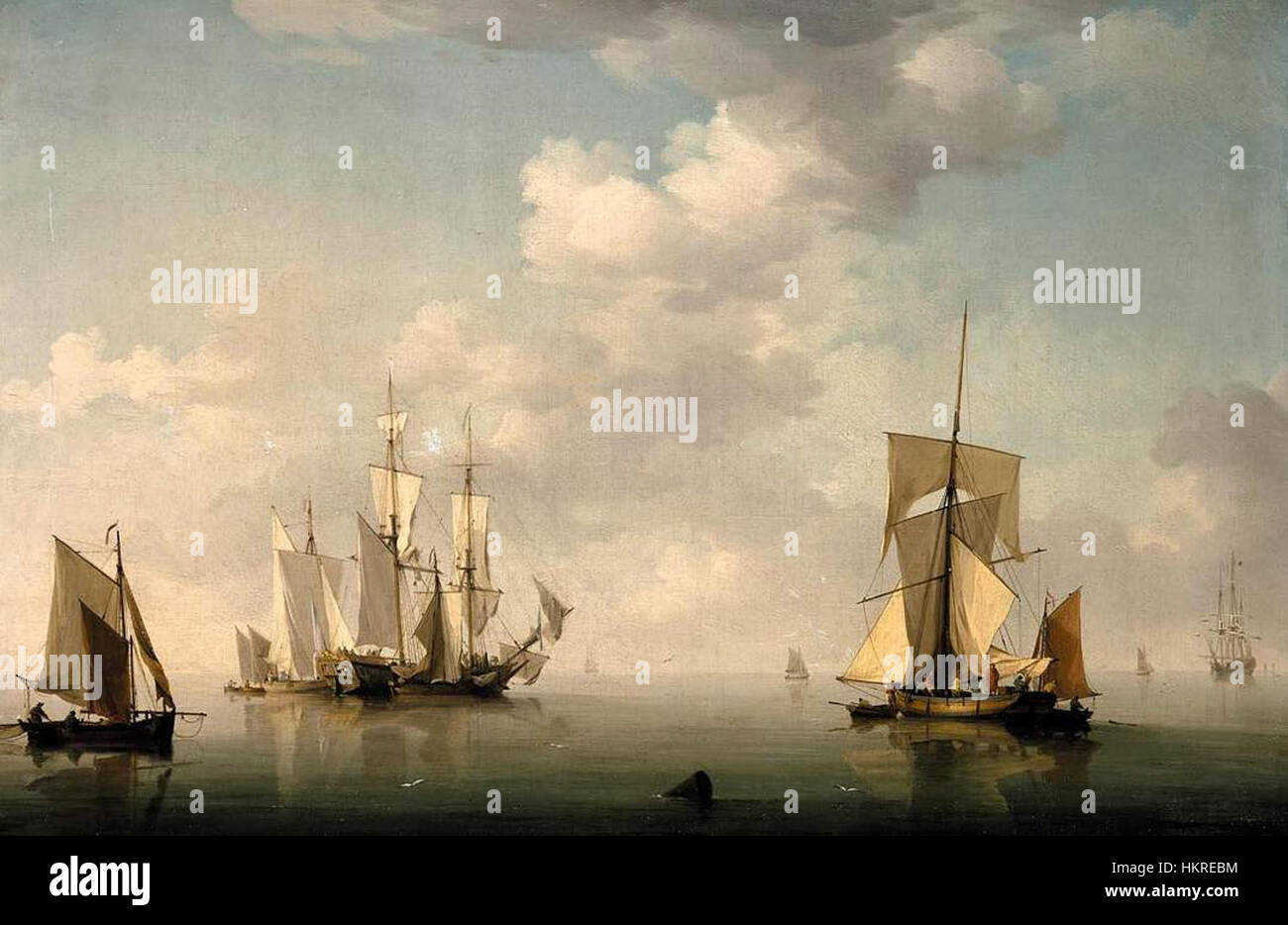 This painting by Charles Brooking depicts a peaceful maritime scene ...