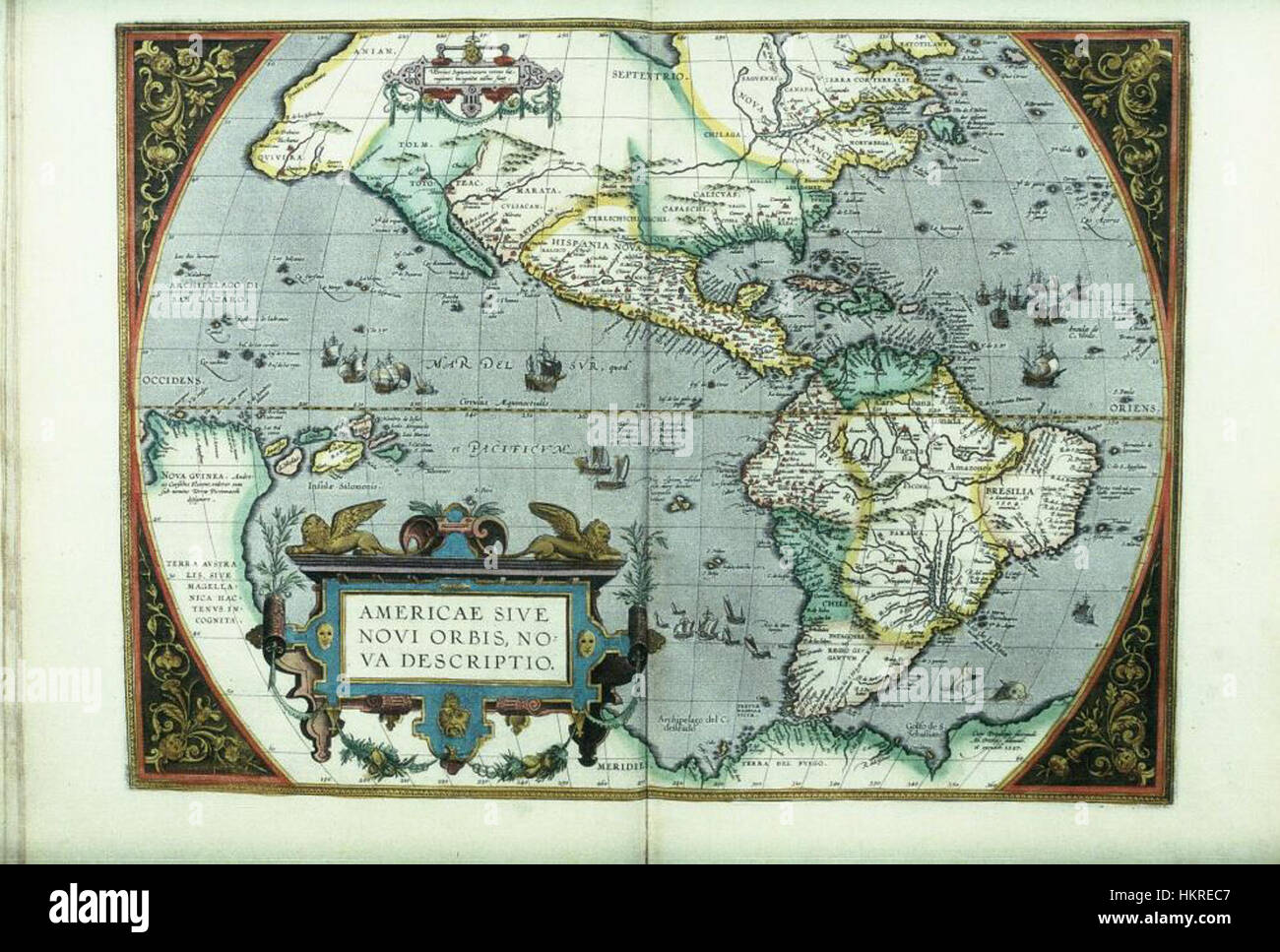 The 'Americae sive novi orbis, nova descriptio' map, produced in 1587, provides an early ...