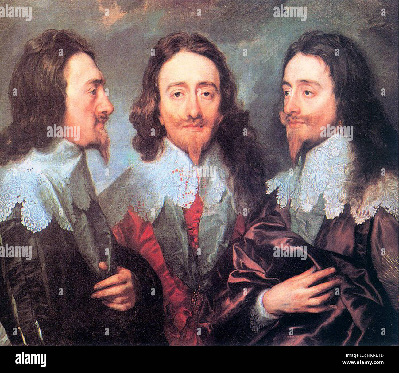 This historical portrait depicts Charles I of England in three ...