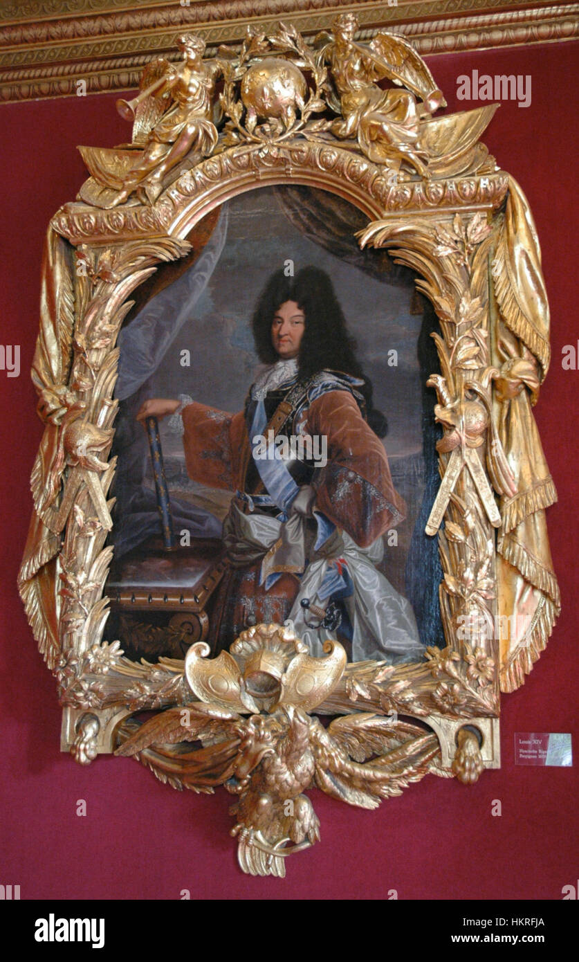 An oil painting by Hyacinthe Rigaud depicting the Château de Chenonceau ...