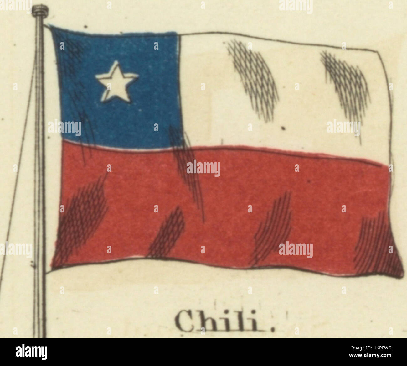 Chili. Johnson's new chart of national emblems, 1868 Stock Photo - Alamy