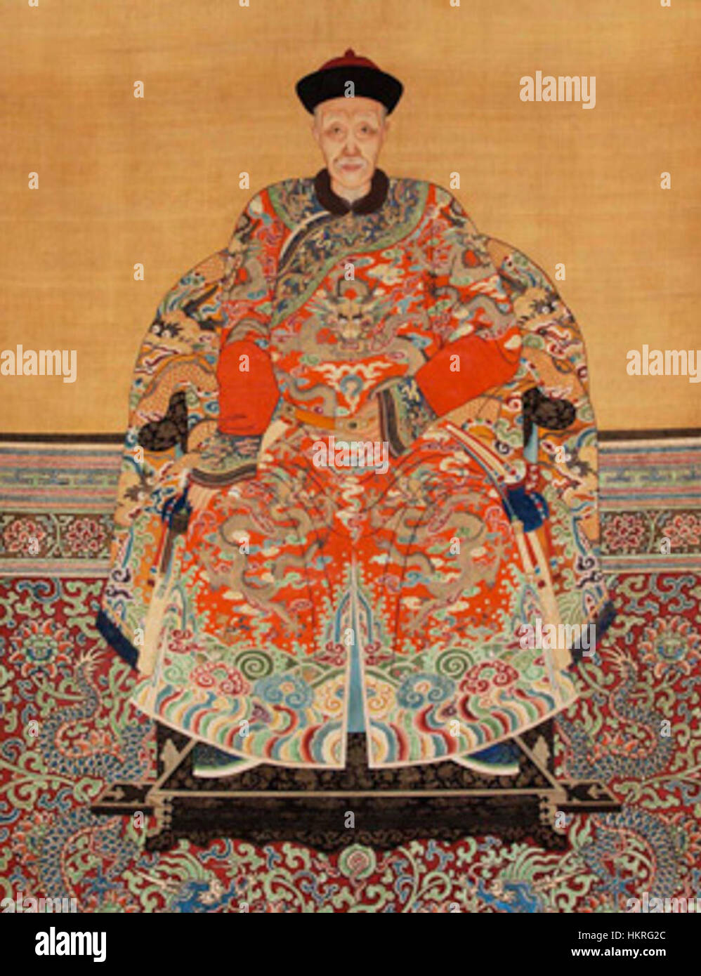 This 19th-century Chinese ancestor portrait, created with color inks on ...