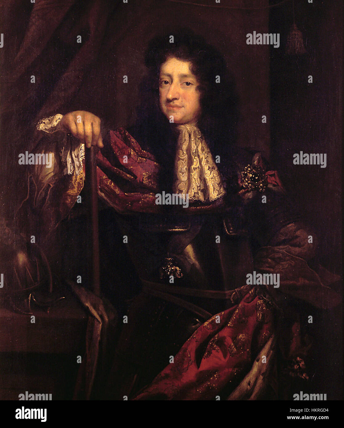 Christian V, King of Denmark and Norway, is depicted in a profile ...