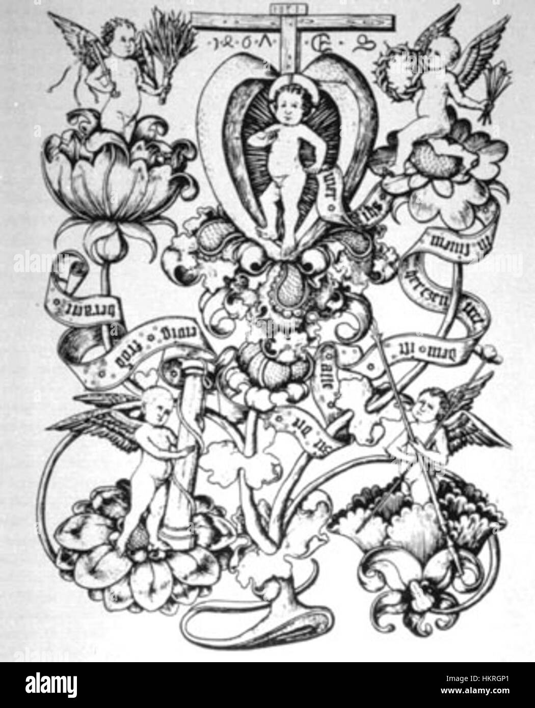 This painting depicts the Christkind (Christ Child) at the center of a ...