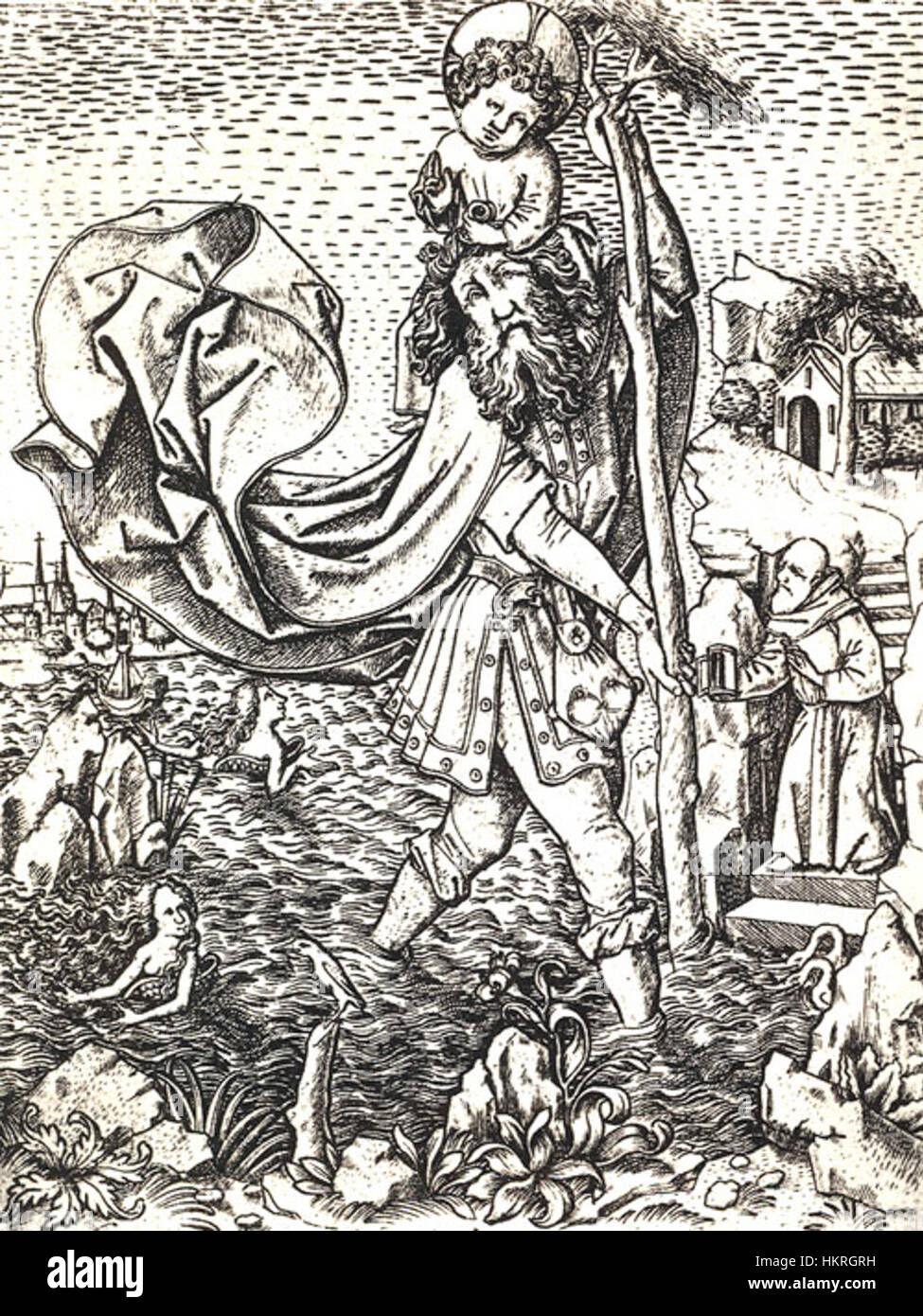 *Christopherus*, a work of religious art, portrays St. Christopher, a ...