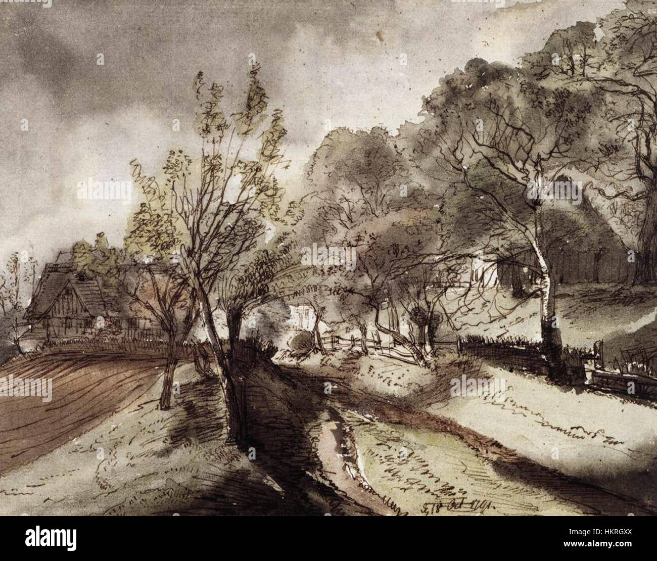 *Village Street with Houses* by Christoph Nathe is a 19th-century ...
