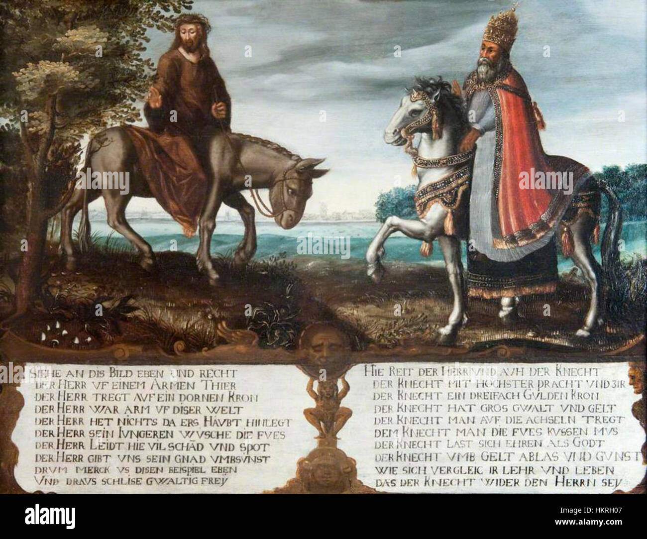 'Christ and the Pope' is a 16th-century German school painting ...