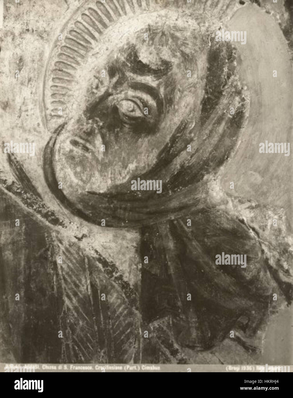 This painting by Cimabue, titled 'Crocifissione' (Crucifixion), depicts ...