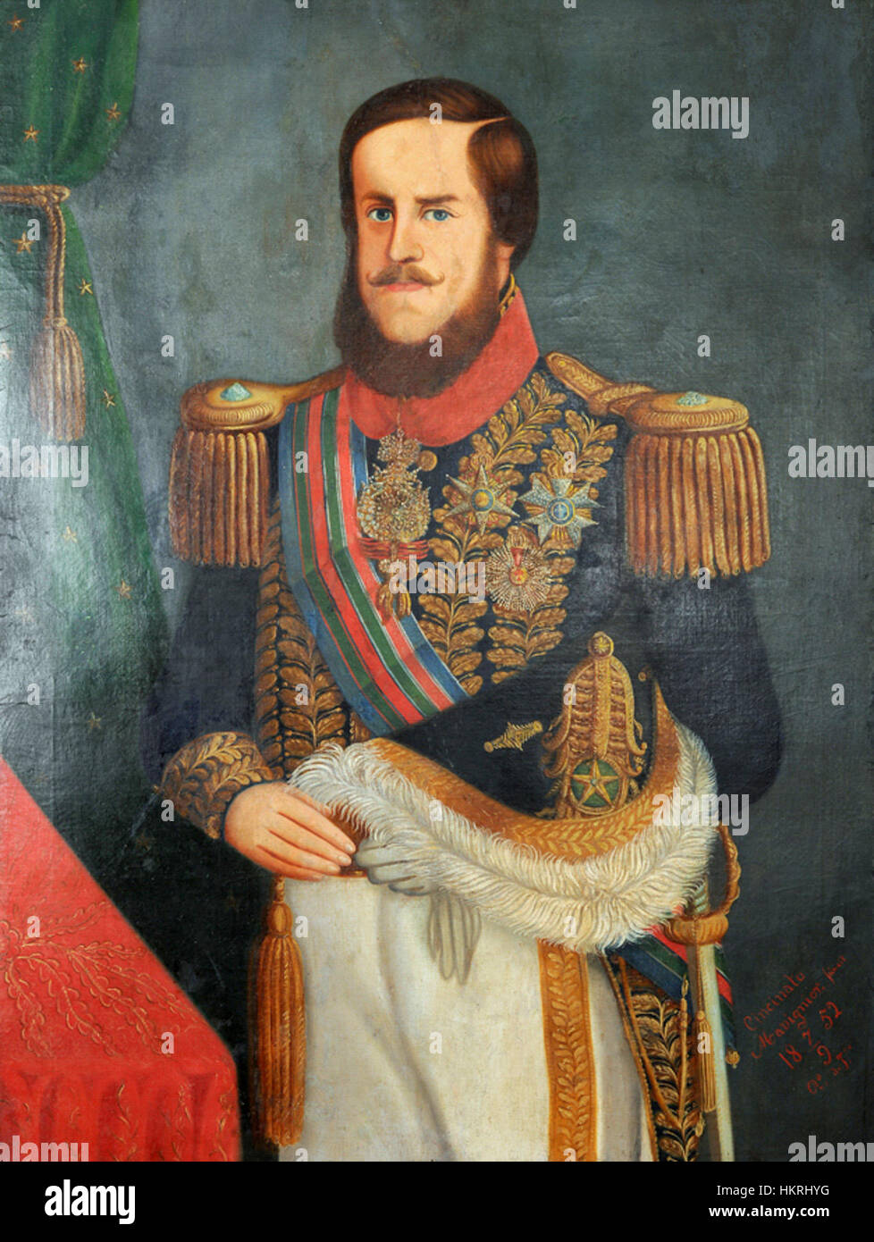 This portrait by Cincinato Mavignier depicts D. Pedro II, the Emperor ...