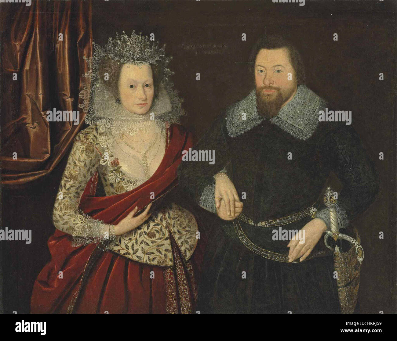 The painting attributed to the Circle of William Larkin features a ...