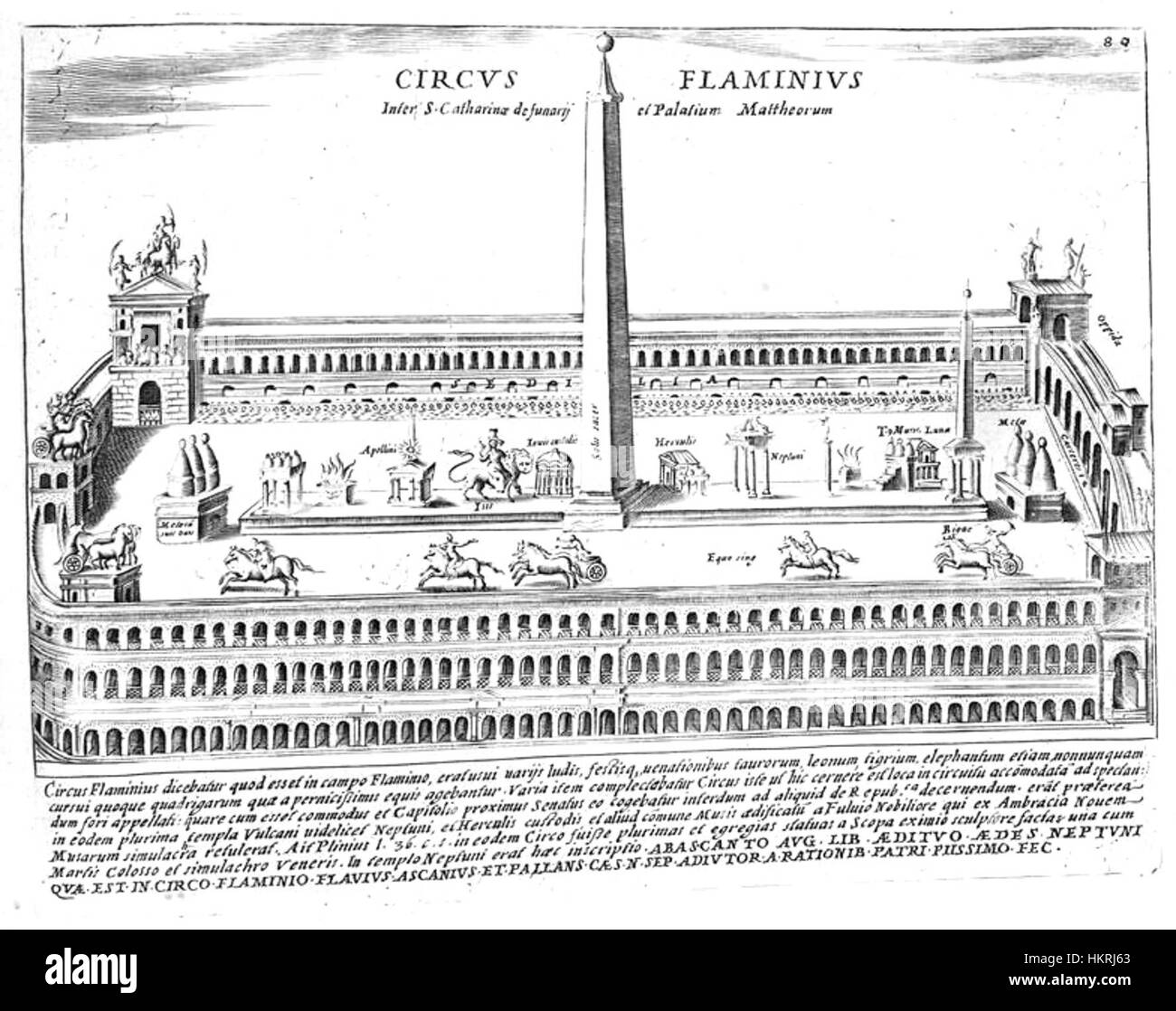 *Circus Flaminius* by Giacomo Lauro depicts the ancient Roman structure ...