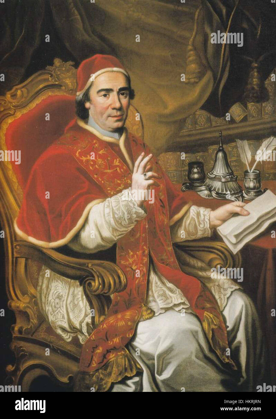 This portrait of Pope Clement XIV depicts the 18th-century pope who is ...