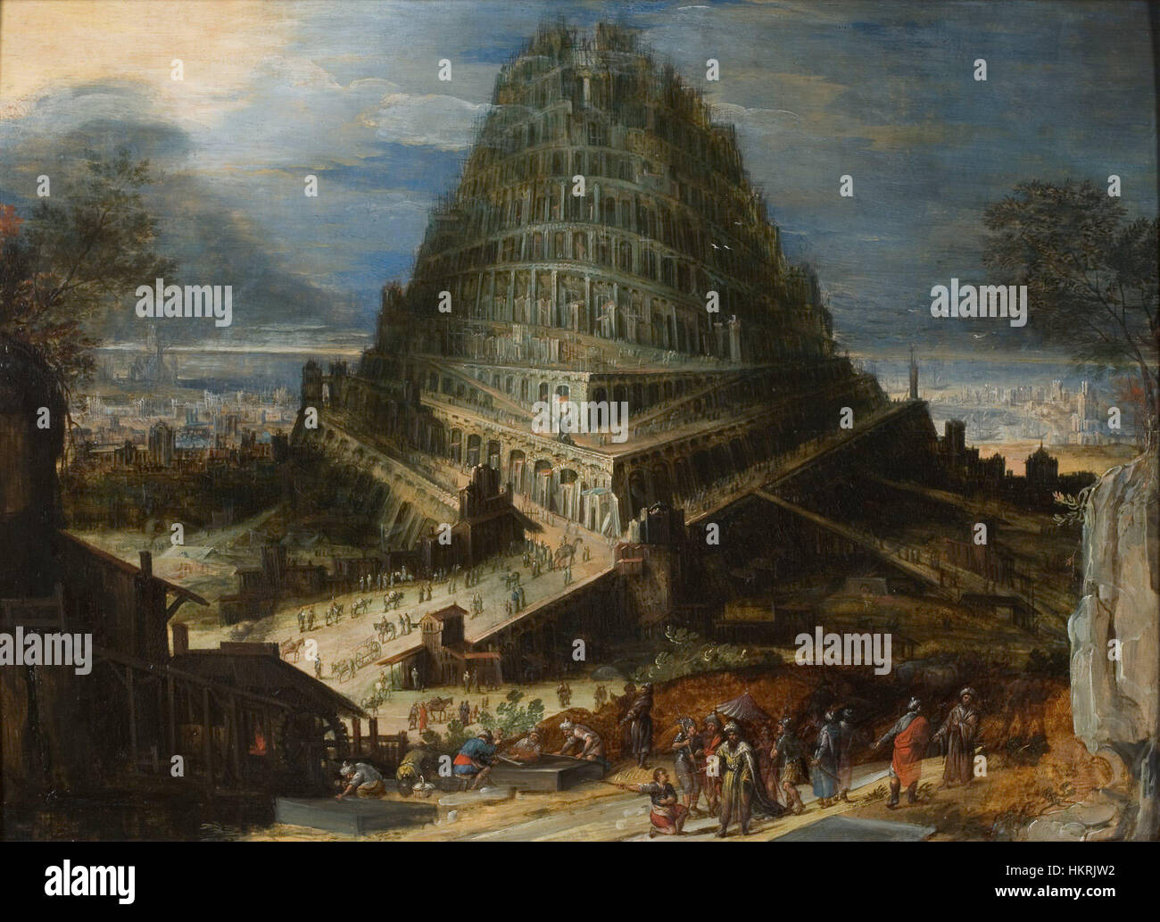 A painting titled 'Cleve Construction Tower Babel,' depicting the ...