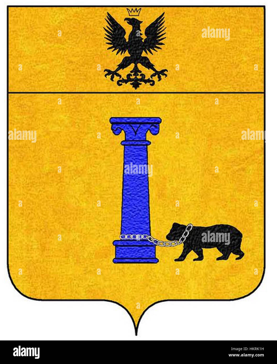 A historical painting depicting the coat of arms of the Cesarini family ...
