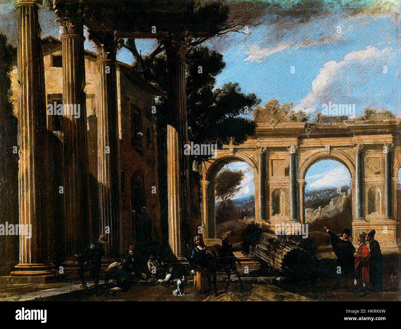 A painting by Giovanni Codazzi, illustrating a classical Italian ...