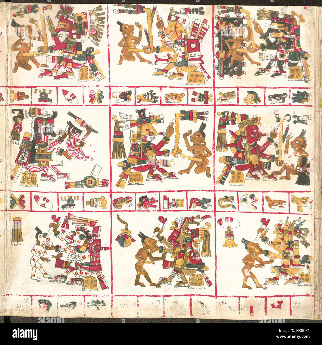 Page 15 of the Codex Borgia, an ancient Mesoamerican manuscript ...