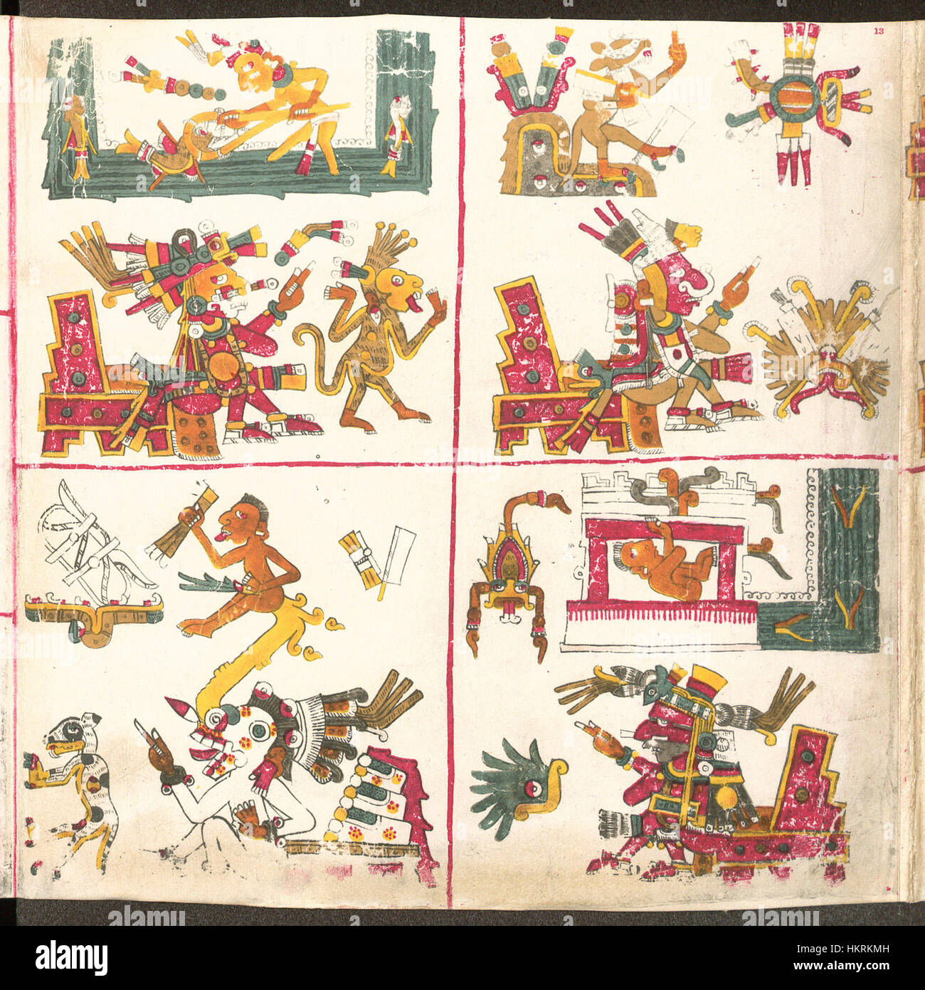A detailed representation of page 13 from the Codex Borgia, a pre ...